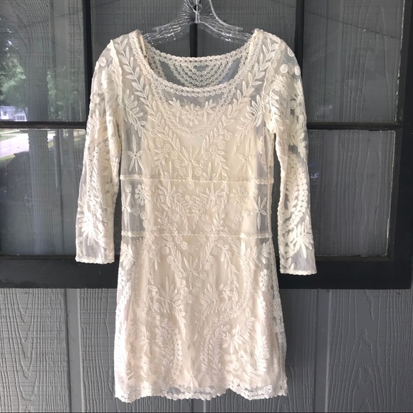 Express | Dresses | Host Pick Express Lace Dress Cream Colored With ...